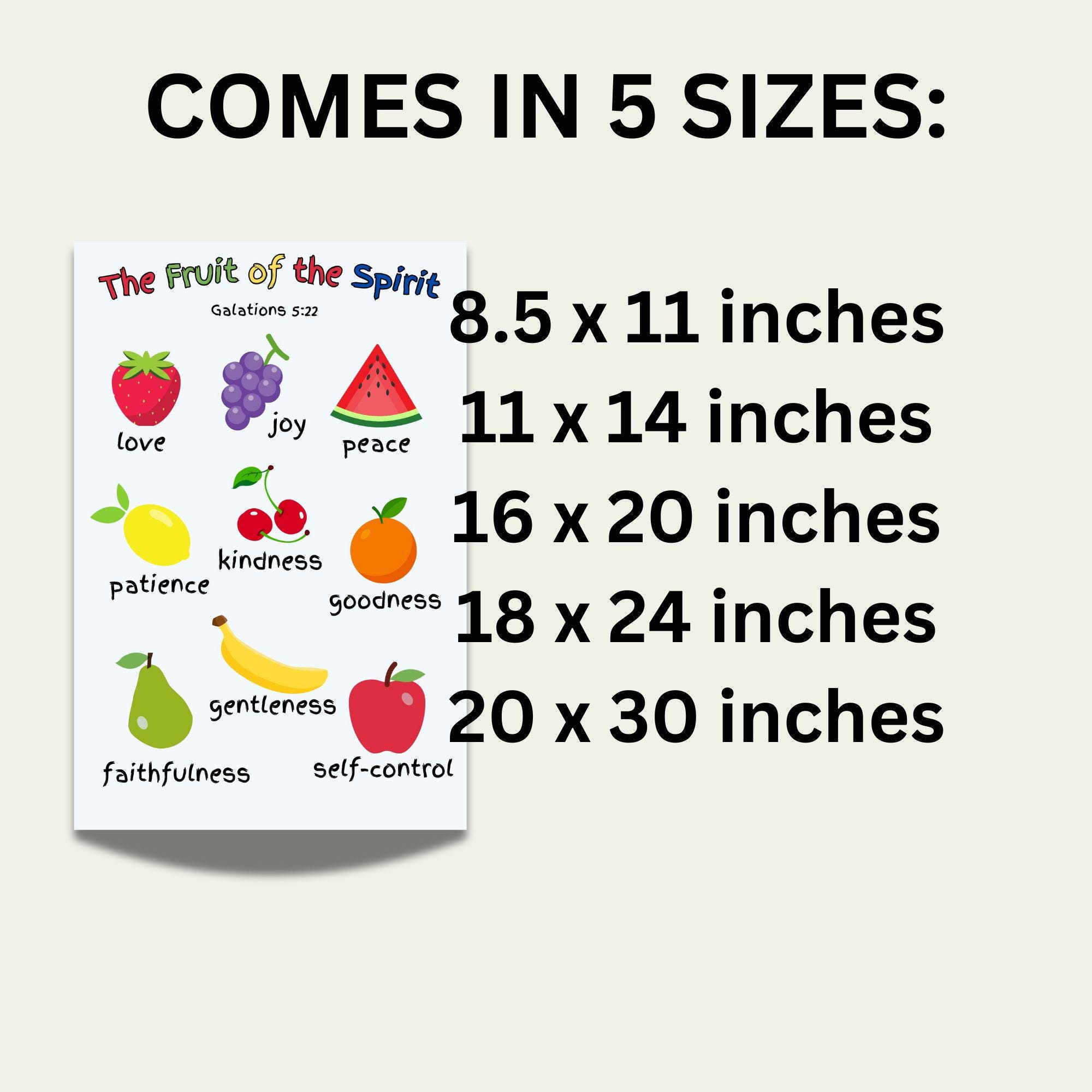 The Fruit of the Spirit Poster for Sunday School Classroom Children's ...