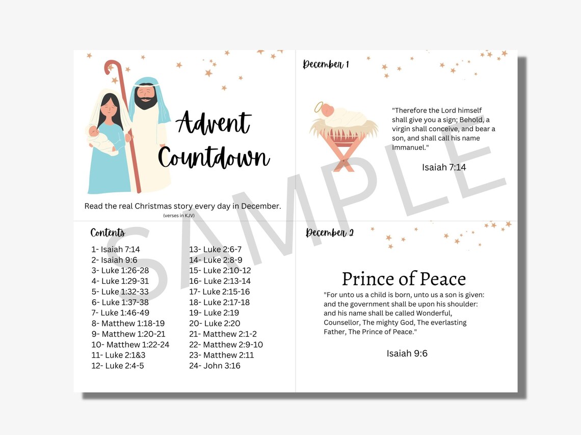 Advent Bible Verses Printable Advent Christmas Calendar Cards Bible ...