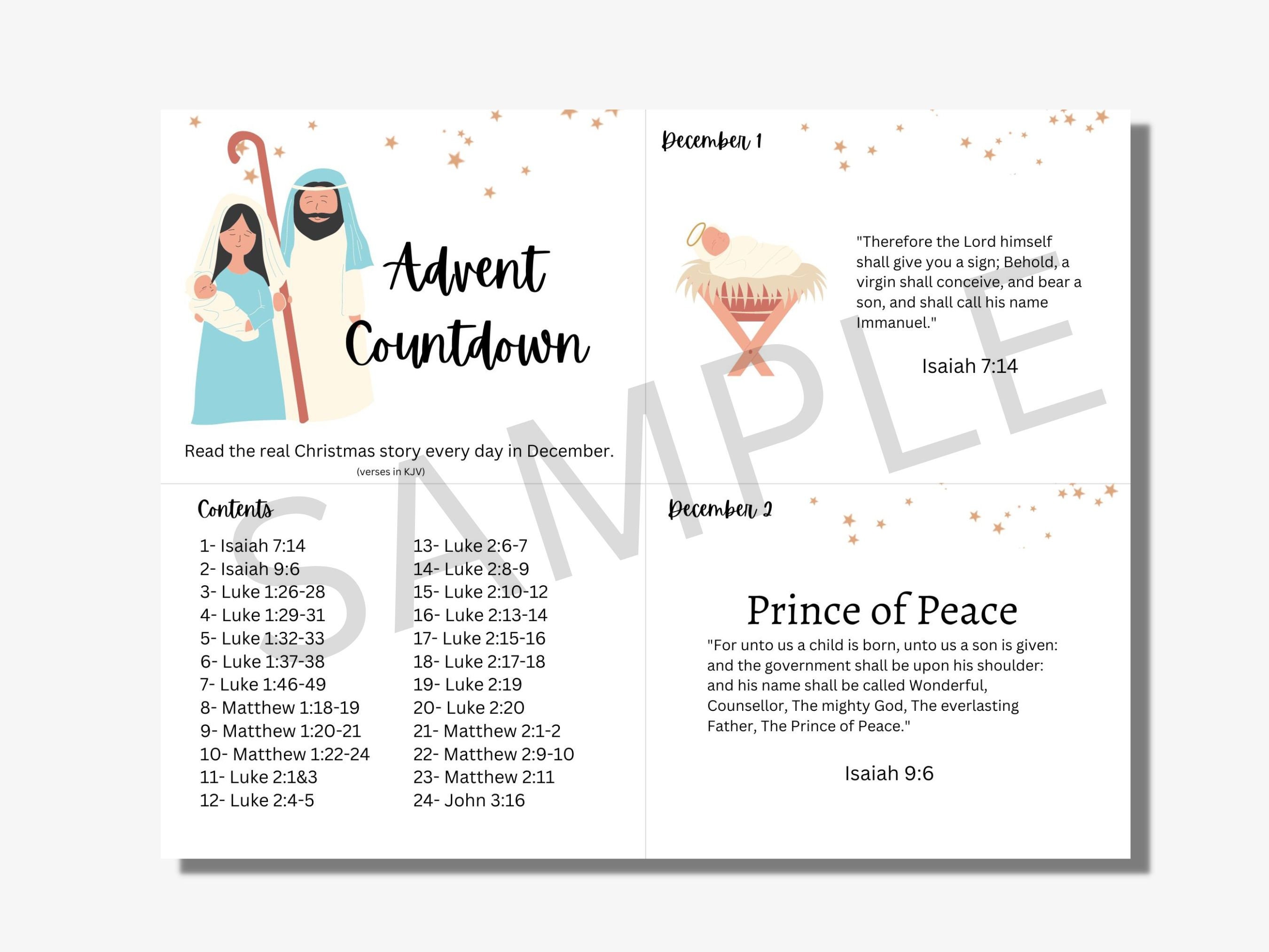 Advent Bible Verses Printable Advent Christmas Calendar Cards Bible ...