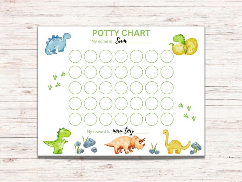 Potty Training Chart Potty Training Sticker Chart Dinosaur Potty Chart ...