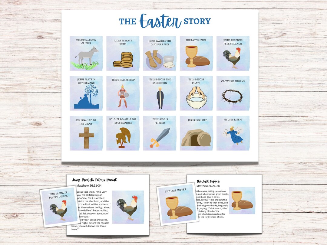 Easter Story Verse Cards for Sunday School Easter Scripture for Kids ...