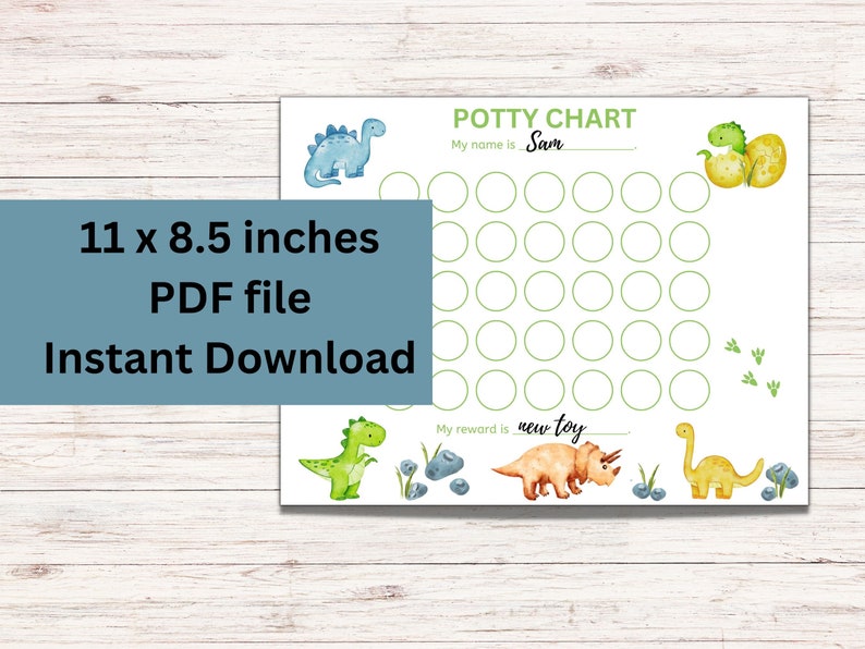 Potty Training Chart Potty Training Sticker Chart Dinosaur Potty Chart ...