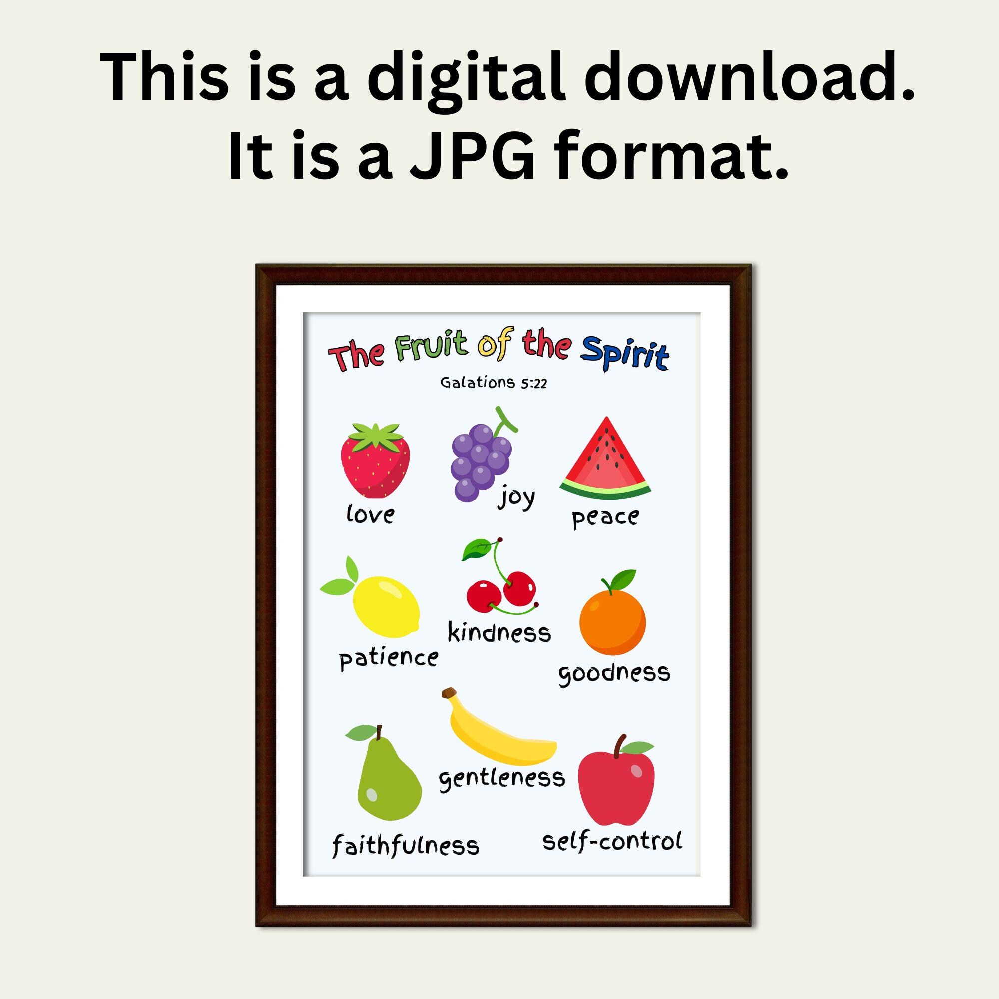 The Fruit of the Spirit Poster for Sunday School Classroom Children's ...