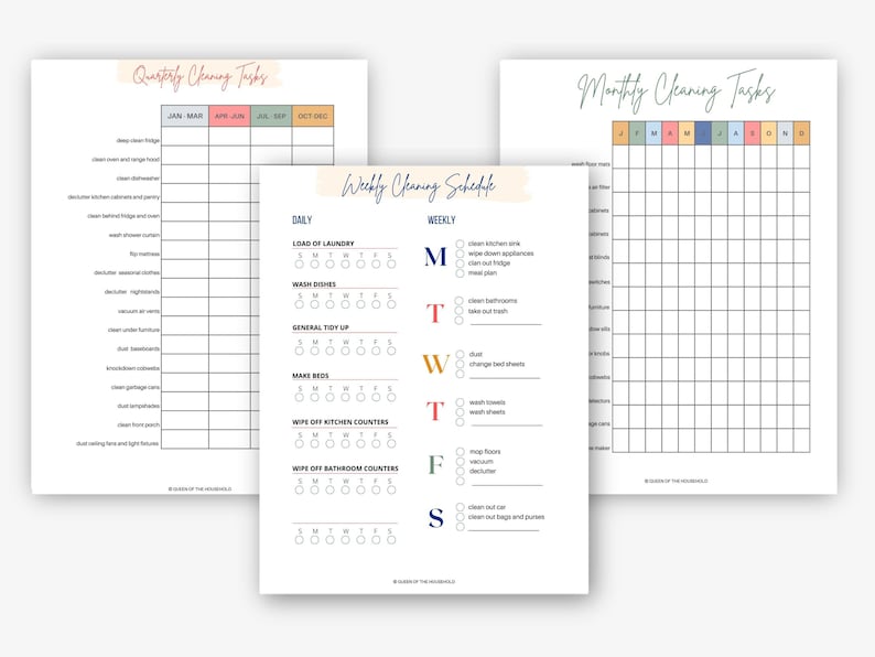 Cleaning Schedule Cleaning Checklists Cleaning Planner Daily and Weekly ...