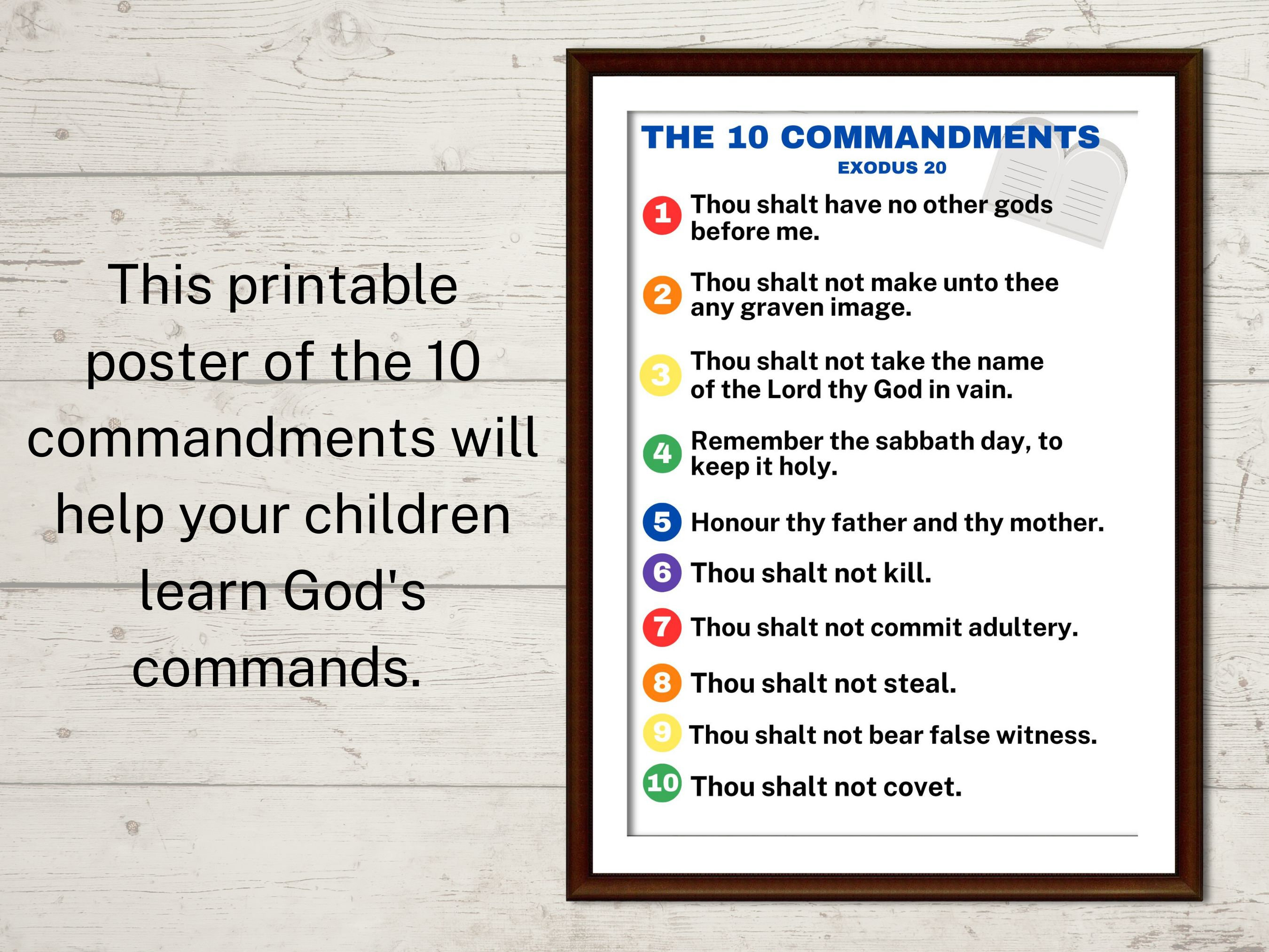 The 10 Commandments Printable KJV Sunday School Poster of the 10 ...