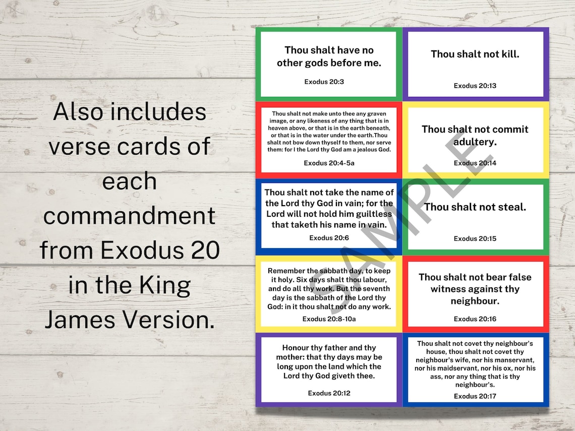The 10 Commandments Printable KJV Sunday School Poster of the 10 ...