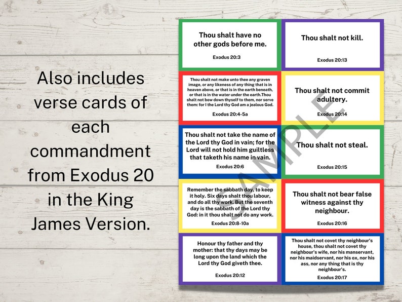 The 10 Commandments Printable KJV Sunday School Poster of the 10 ...