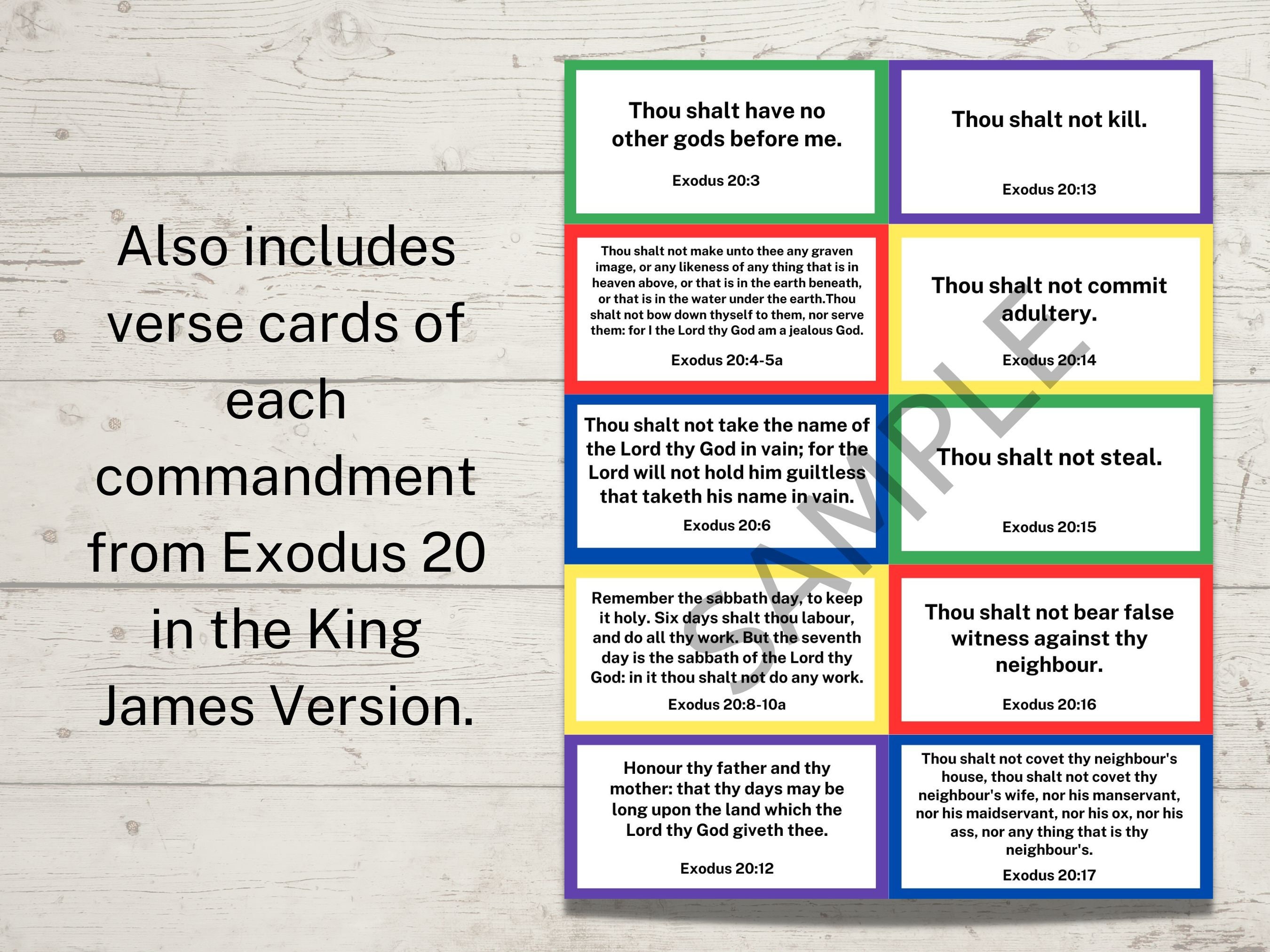 The 10 Commandments Printable KJV Sunday School Poster of the 10 ...