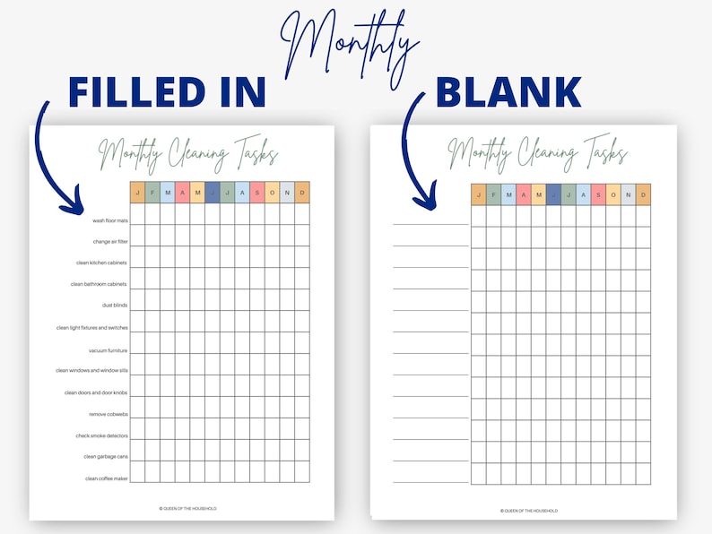 Cleaning Schedule Cleaning Checklists Cleaning Planner Daily and Weekly ...