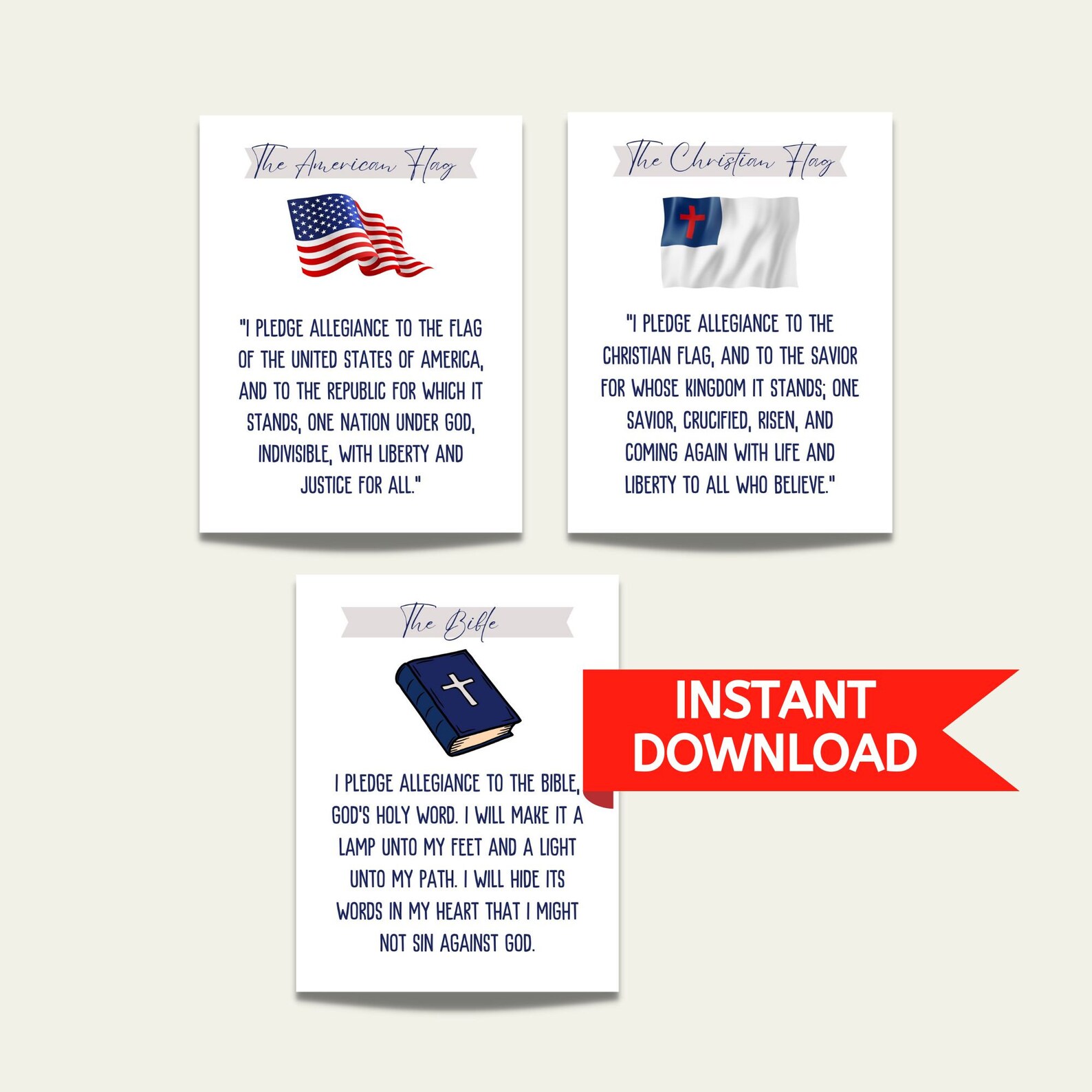 Pledge to the Bible Pledge to the Christian Flag Pledge to the American ...