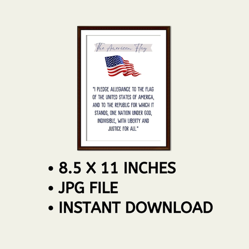 Pledge of Allegiance to the American Flag Homeschool Classroom - Etsy