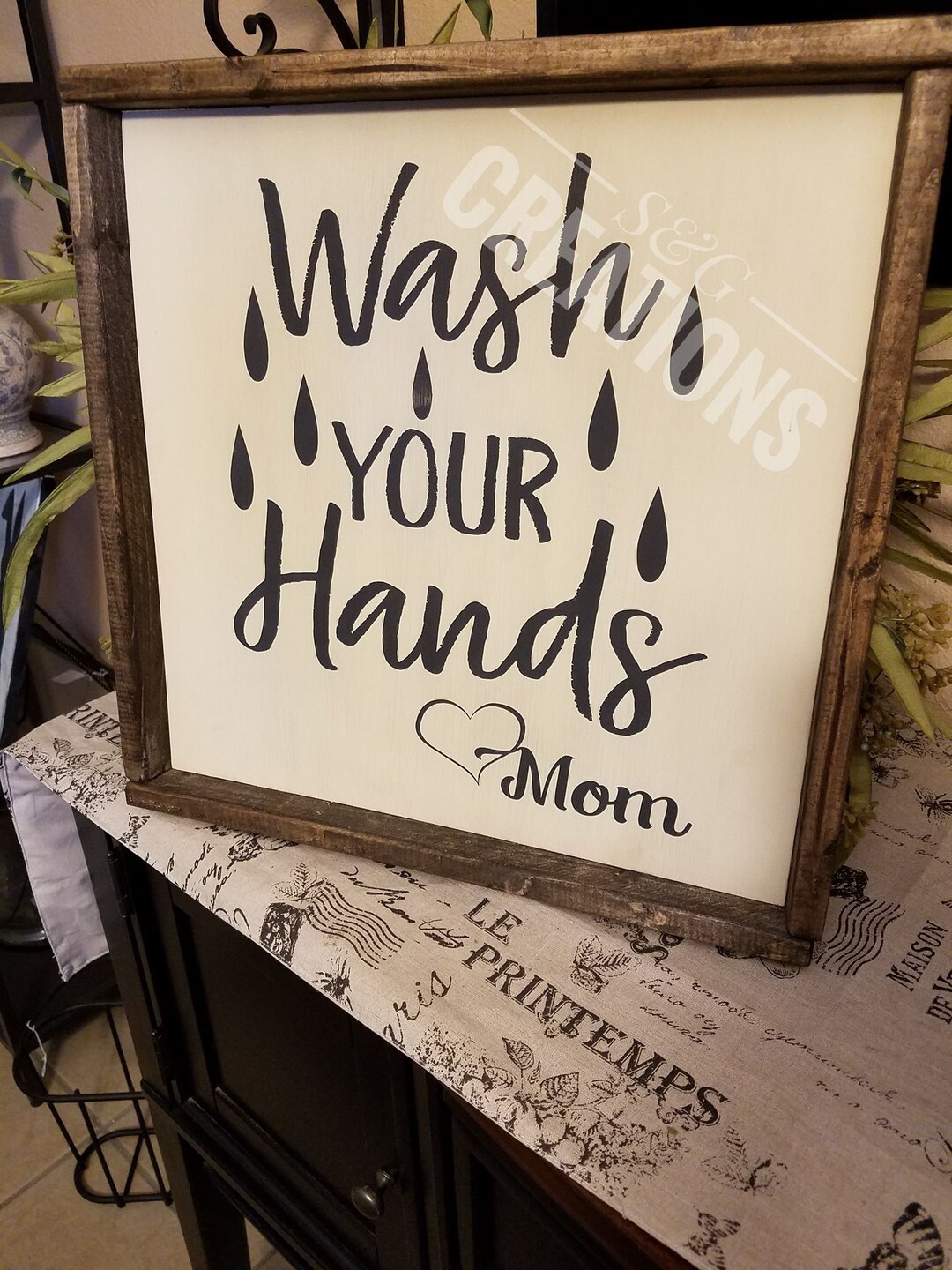 Wash Your Hands Love Mom, Farmhouse Sign, Bathroom Sign, Rustic ...