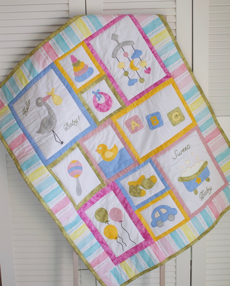 Warm Baby Blanket, Pink Quilt for Girl, Cozy Room Decor, Quilted ...