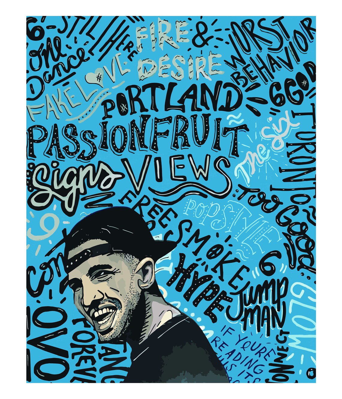 Drake Typographic Portrait Print - Etsy France
