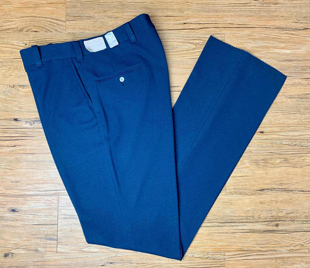 Vintage 70s Mens Blue Polyester Pants New Old Stock Size 39L - Etsy