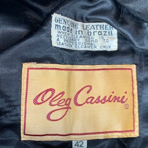 Vintage 80s Oleg Cassini Black Leather Jacket Size 42 - Etsy