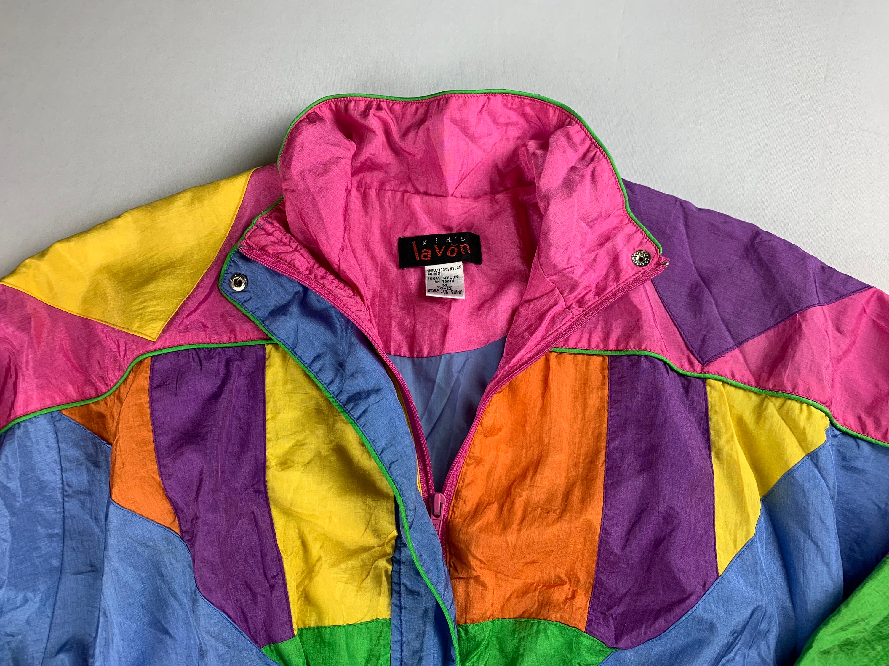Vintage Kids Lavon Multi Colored Windbreaker Size M 8-10 - Etsy