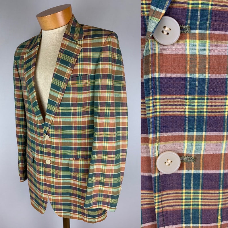 Vintage 70s JC Penney Madras Plaid Sports Coat Lightweight - Etsy