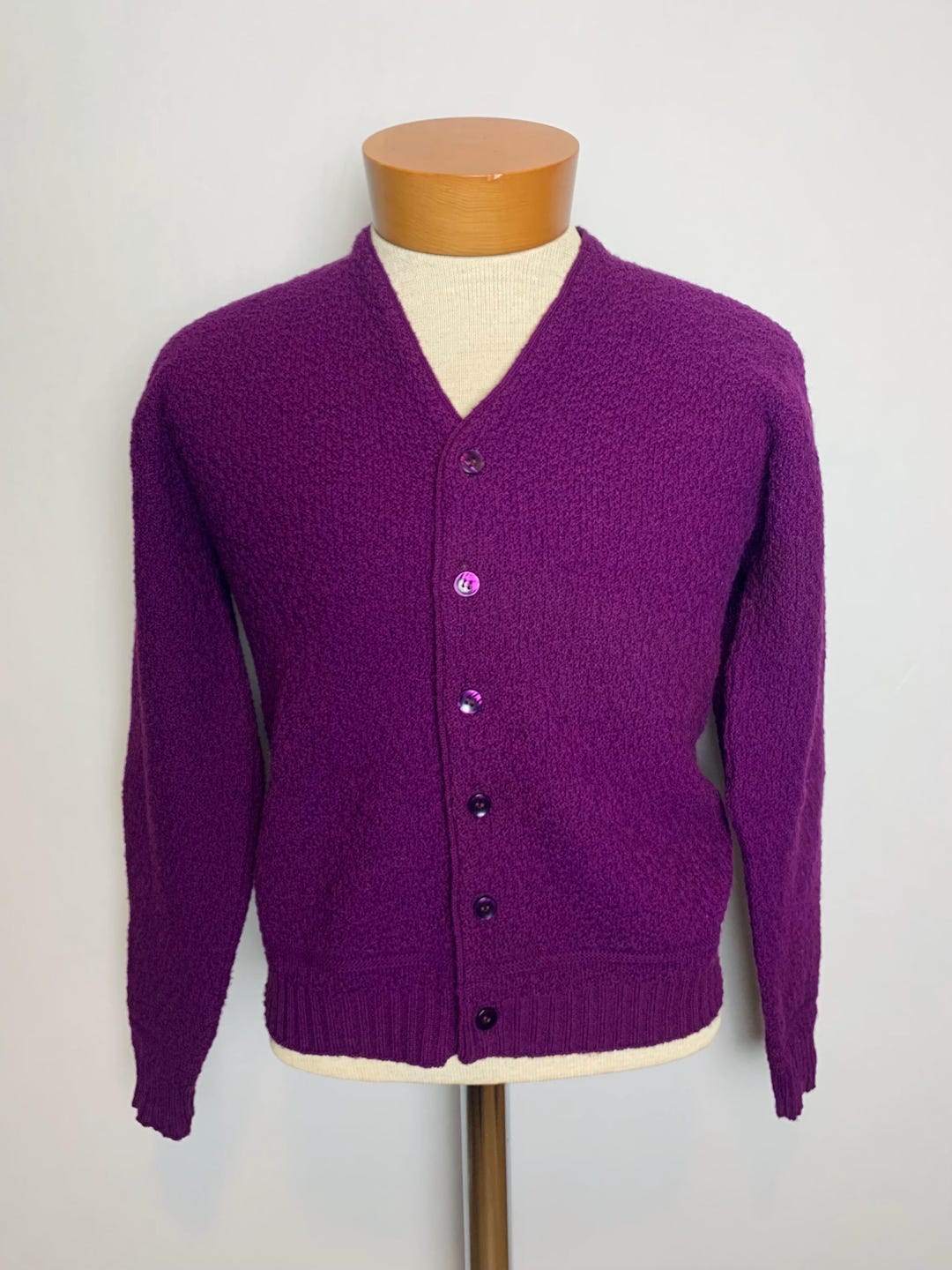 Vintage 60s Men’s Purple Grape Cardigan Sweater Size Small-medium - Etsy