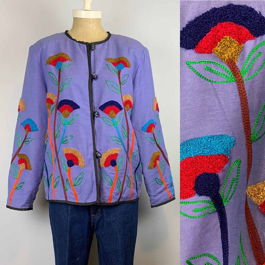 Vintage Women’s Embroidered Floral Boho Hippie Jacket - Etsy