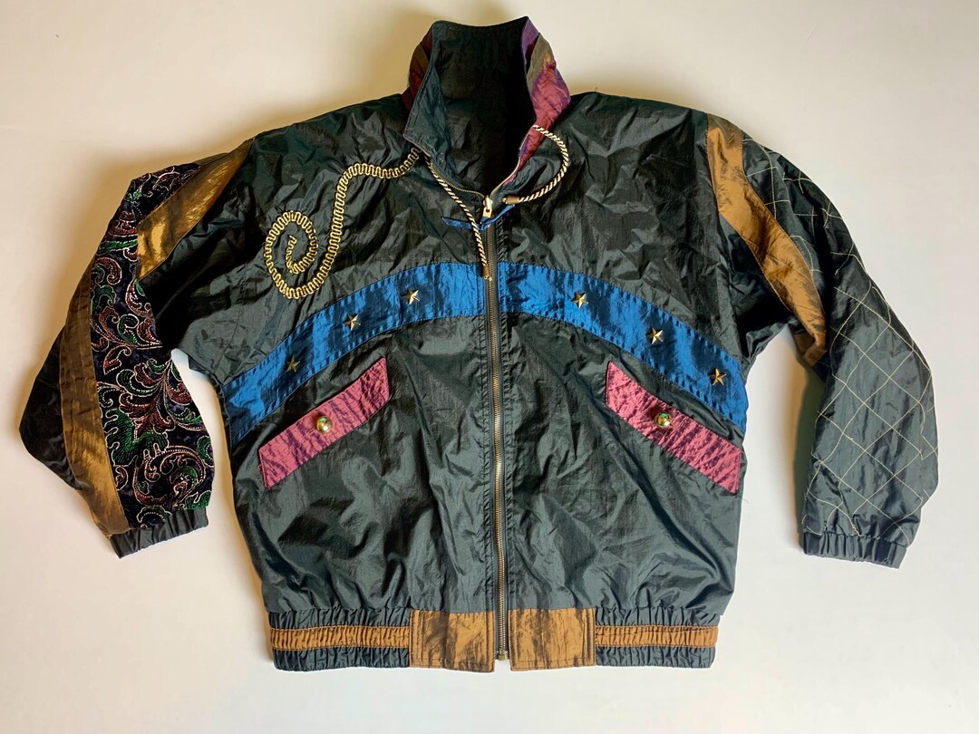 Vintage 80s Windbreaker Reversible Size Large - Etsy