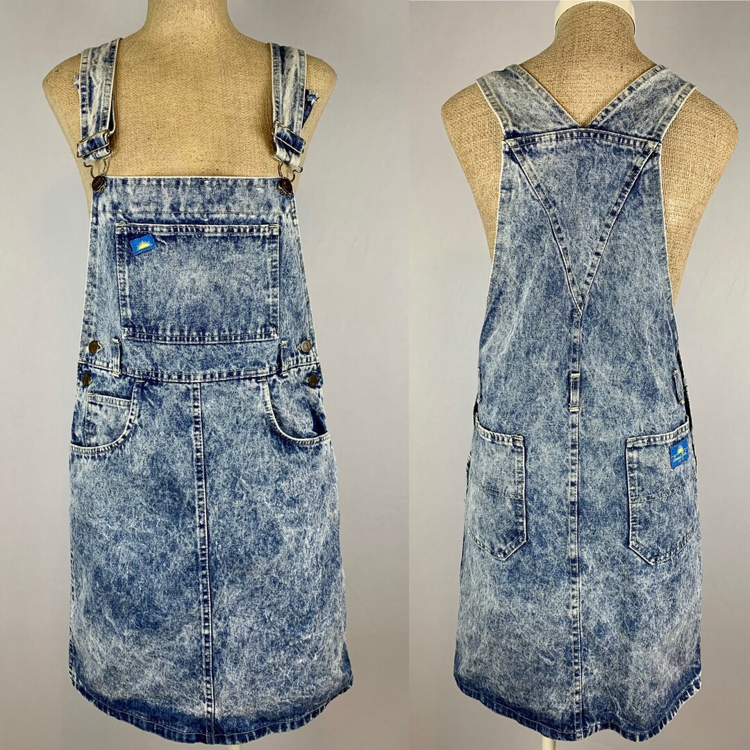 Vintage 80’s Strap Overall Dress | Stonewashed Denim | Size 11 - Etsy
