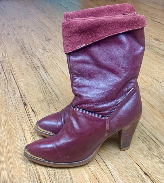 Burgundy Dingo High Heel Slouch Boots | Vintage 70s |… - Gem