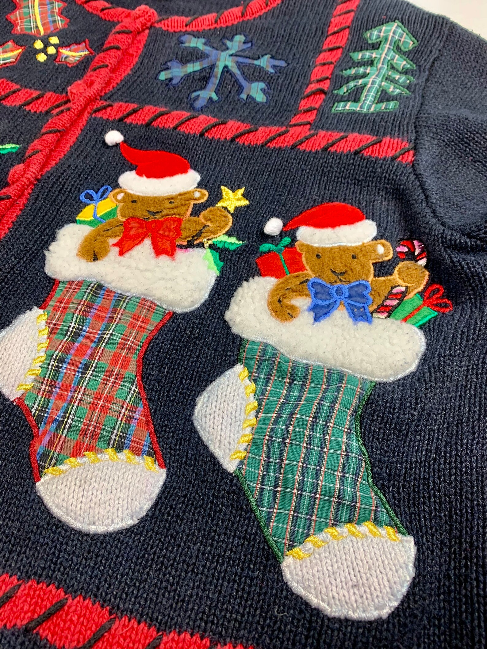 Ugly Christmas Sweater Bears Stockings | Vintage 70s 80s | Size Medium ...