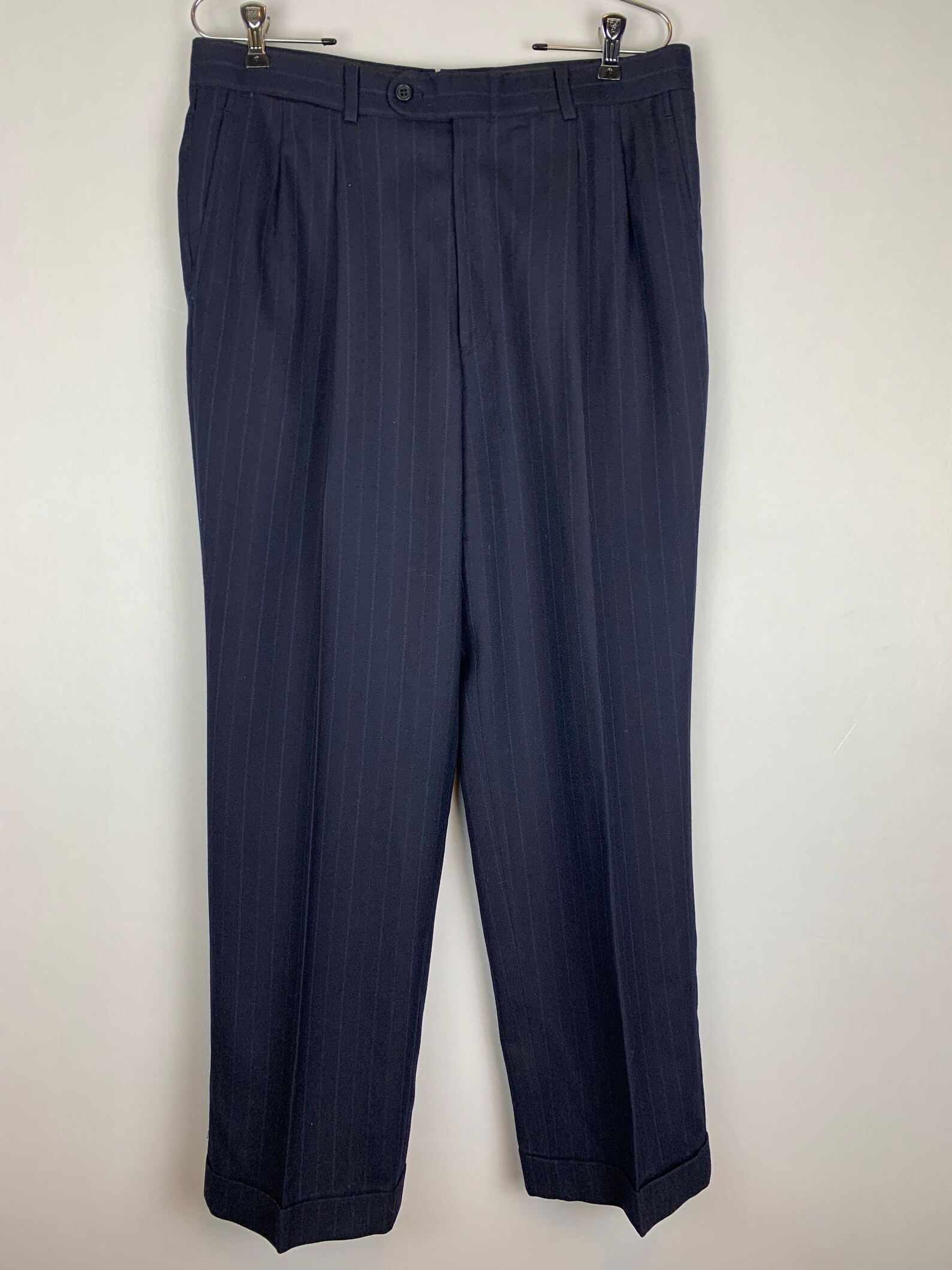 Men’s Vintage 50’s Style Pleated Cuffed Blue Red Striped Pants - Etsy