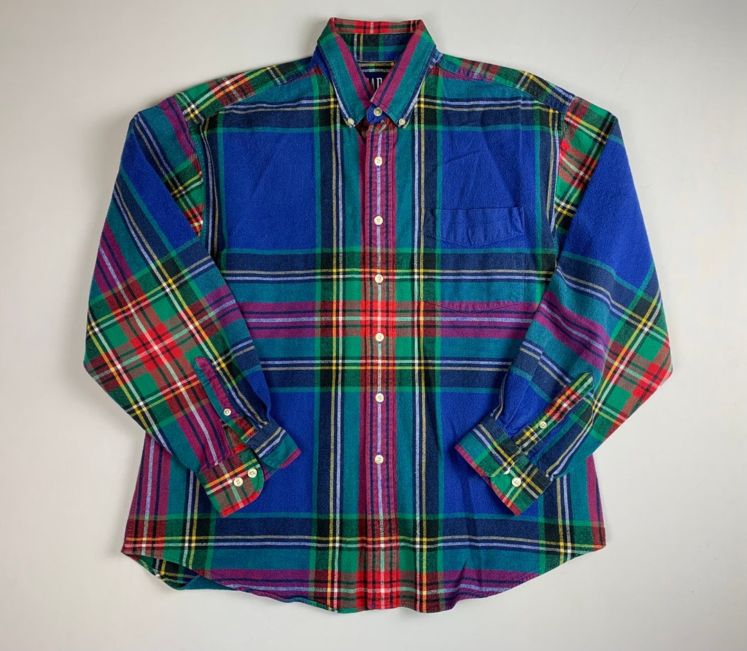 Vintage 90s Gap Mens Multi-colored Plaid Shirt Size XL - Etsy