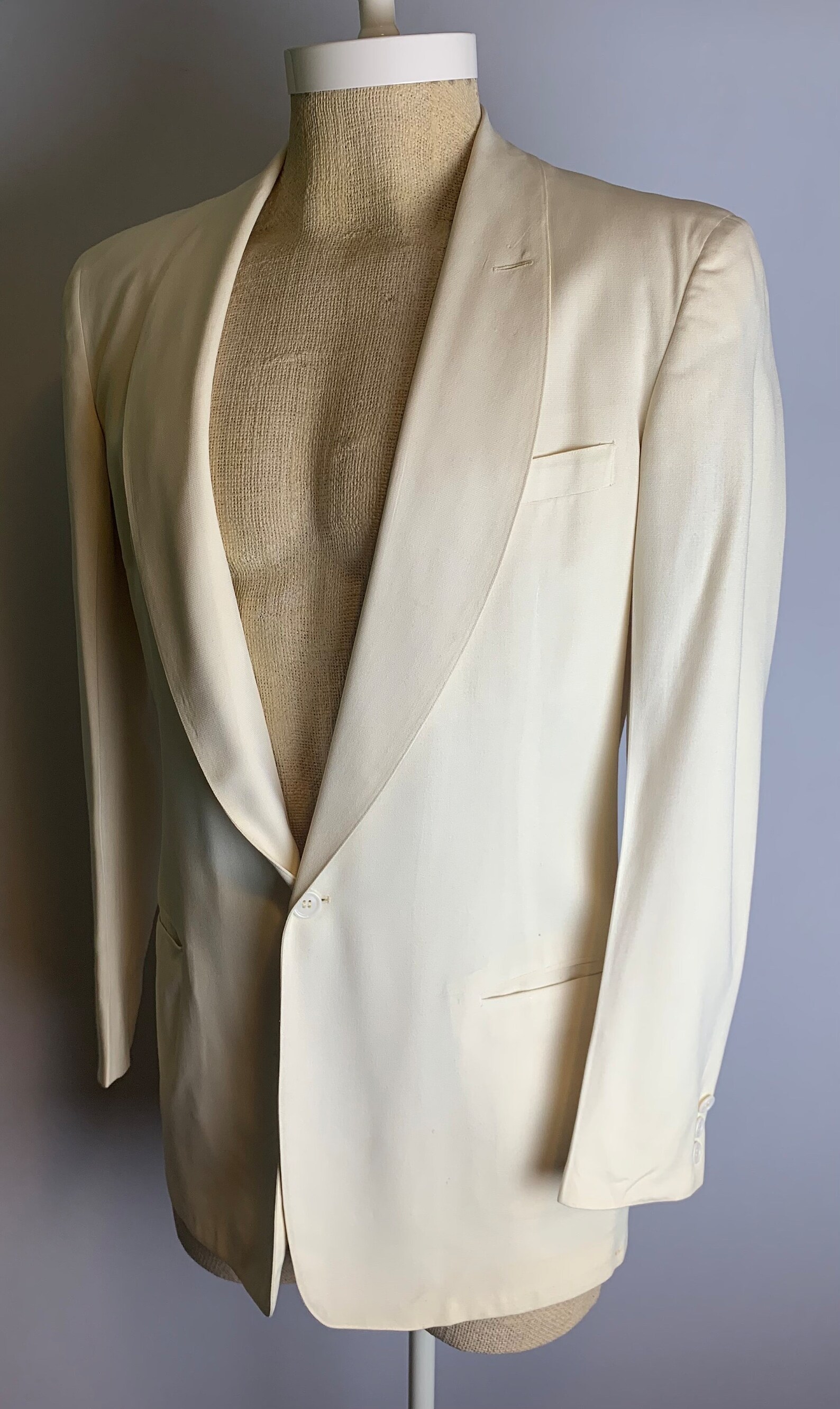 Vintage 50s Shawl Collar One- Button Linen Sports Coat 40L - Etsy