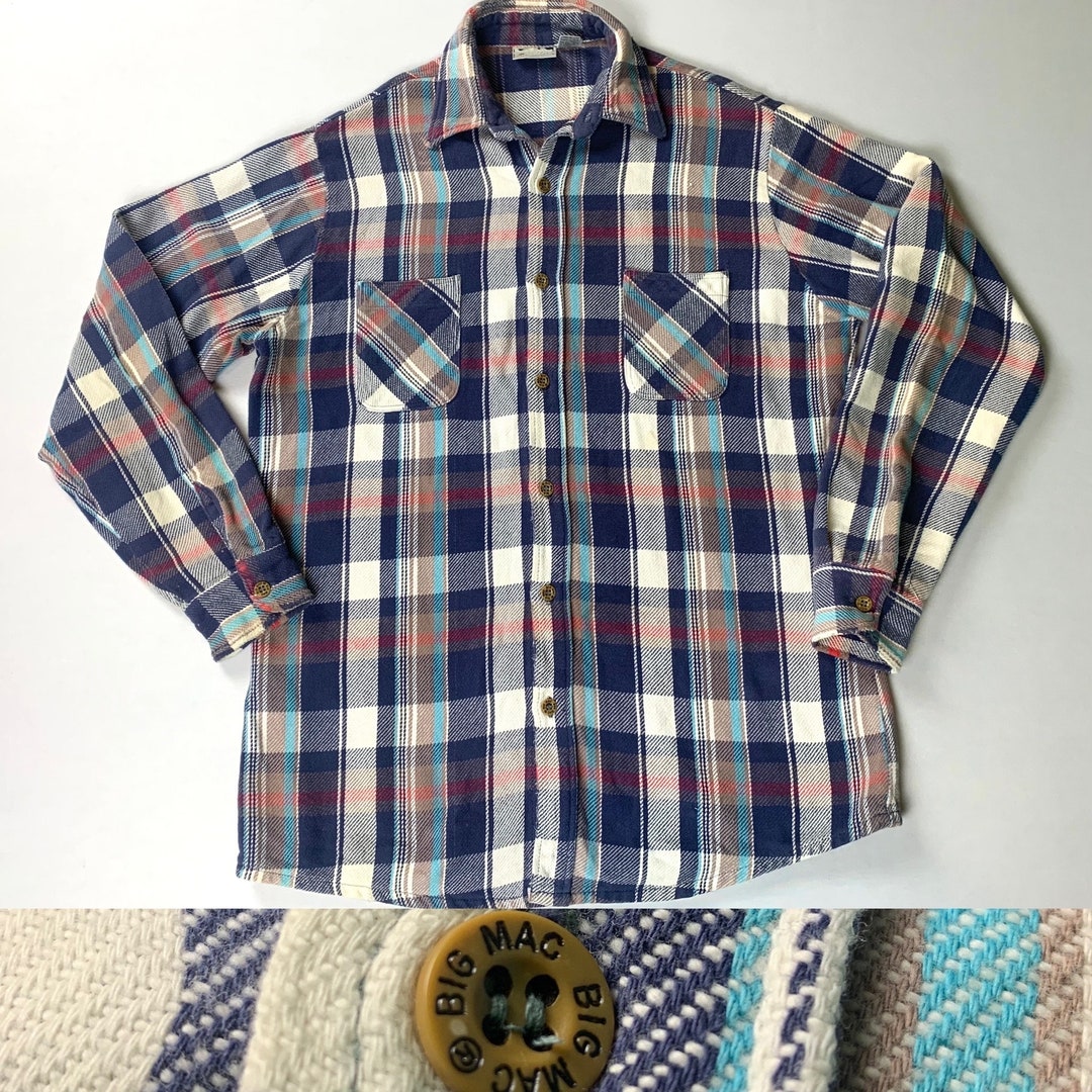 Vintage Big Mac Mens Plaid Flannel Shirt Size L Tall Workwear - Etsy