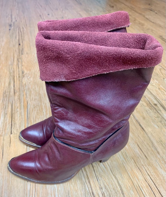 Burgundy Dingo High Heel Slouch Boots | Vintage 70s |… - Gem