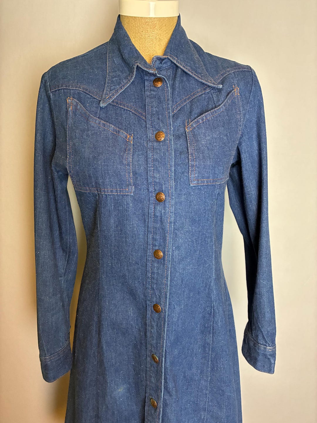 Vintage 70s Denim Dress Size Small - Etsy