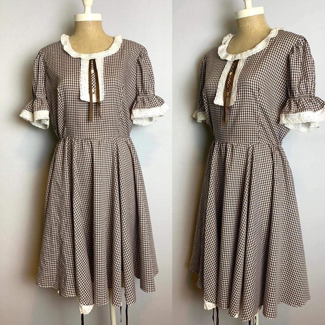 Vintage Gingham Brown and White Square Dance Dress Size Medium - Etsy