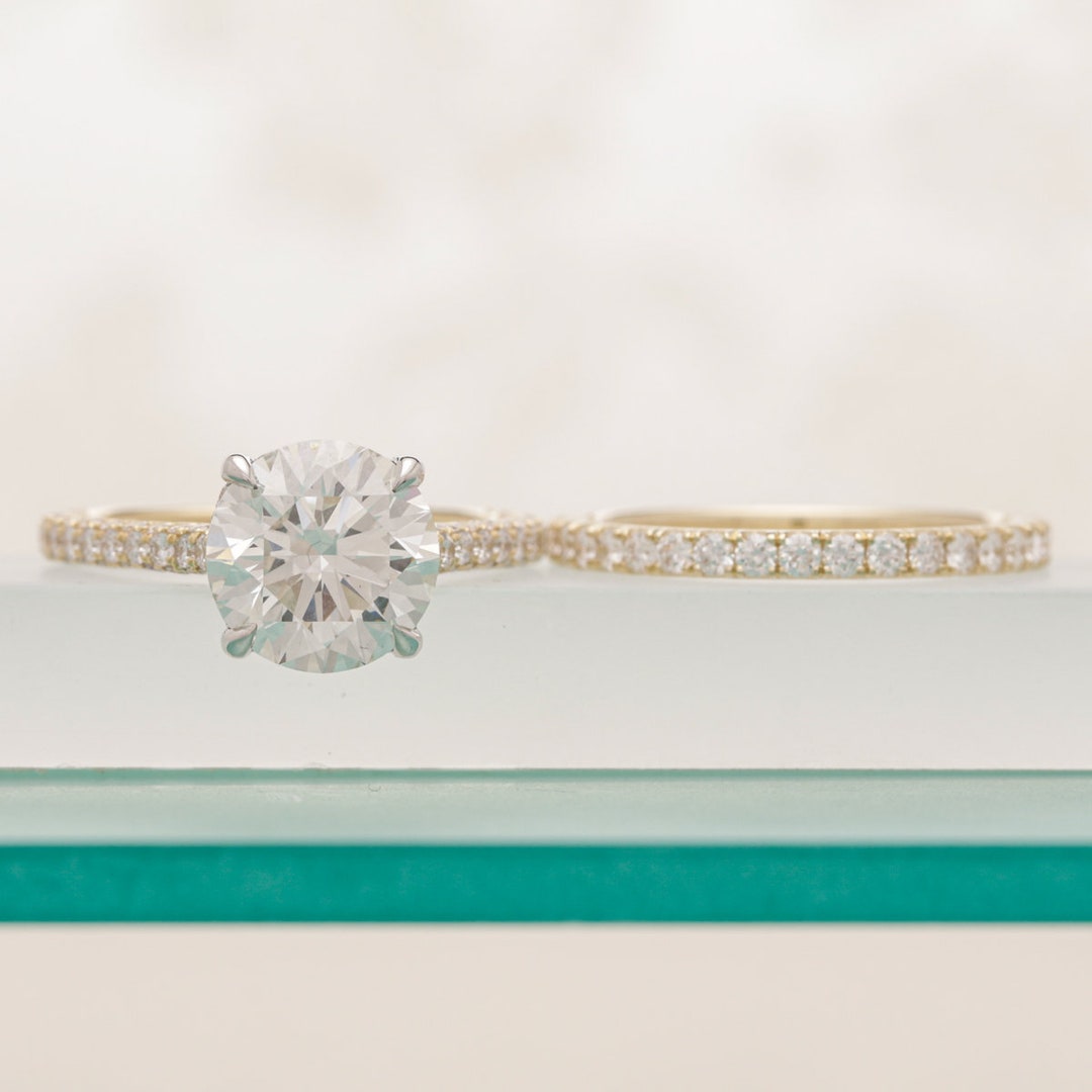 Solid 14k Yellow and White Gold Mounting and 14k Yellow Gold Band With ...