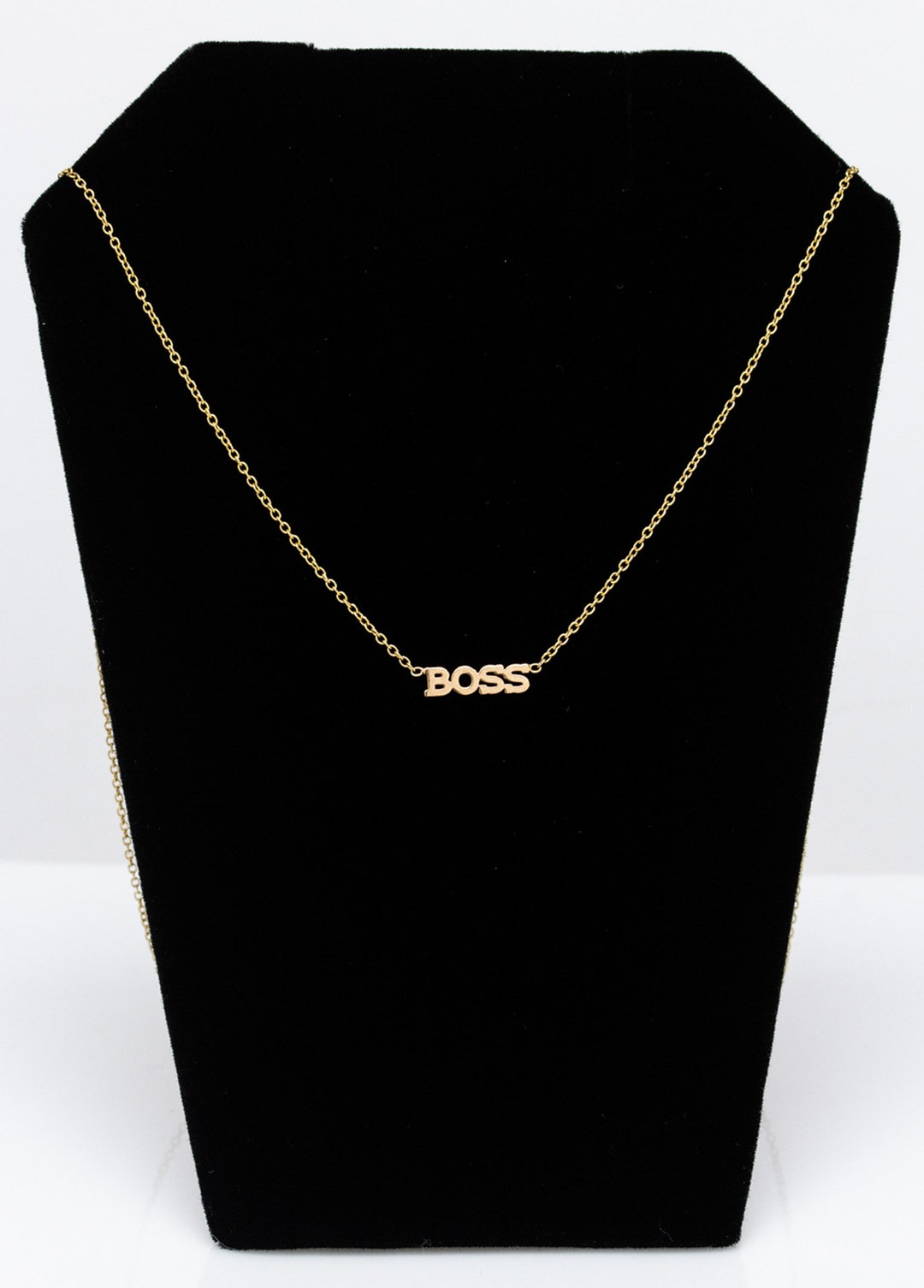 14K Solid Gold BOSS Pendant With Chain, Made to Order - Etsy