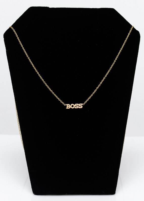 14K Solid Gold BOSS Pendant with chain | Etsy