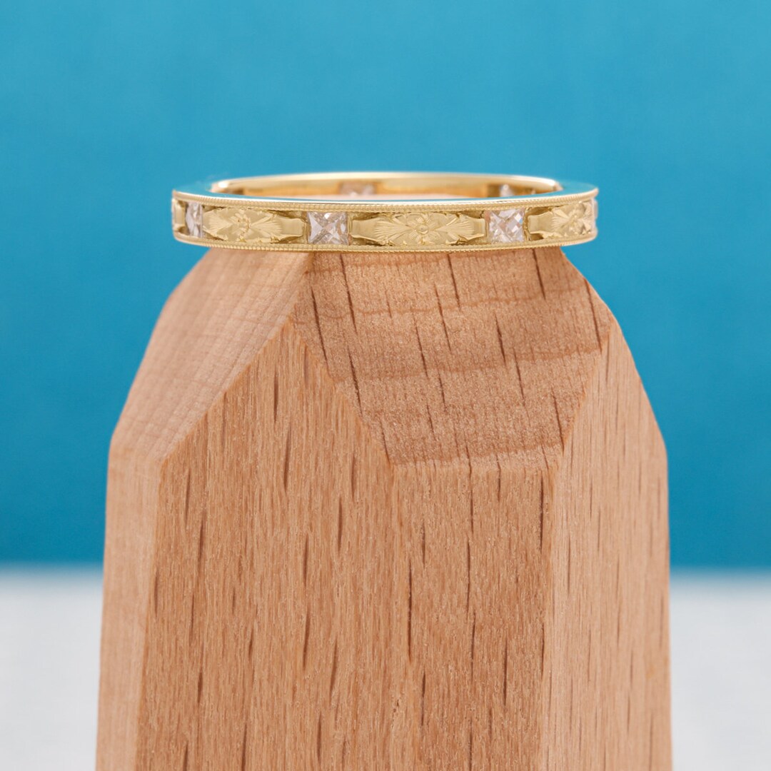 Square French Cut Lab Diamond Solid Gold Band - Etsy