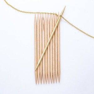 14k Solid Yellow Gold Toothpick Pendant With Chain, Made to Order - Etsy