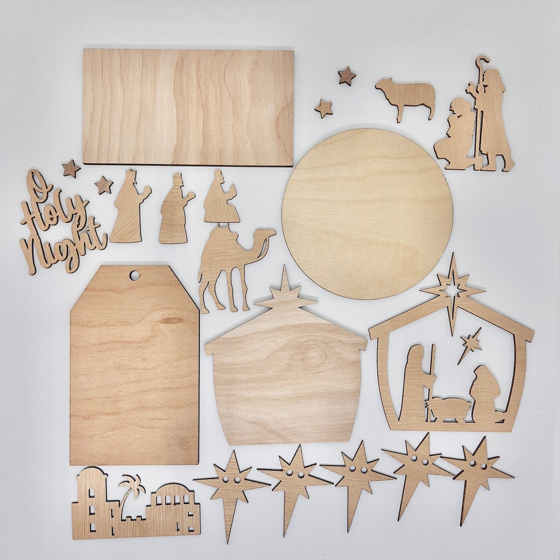 Unfinished Nativity Tiered Tray Decor Kit Tier Tray Craft - Etsy