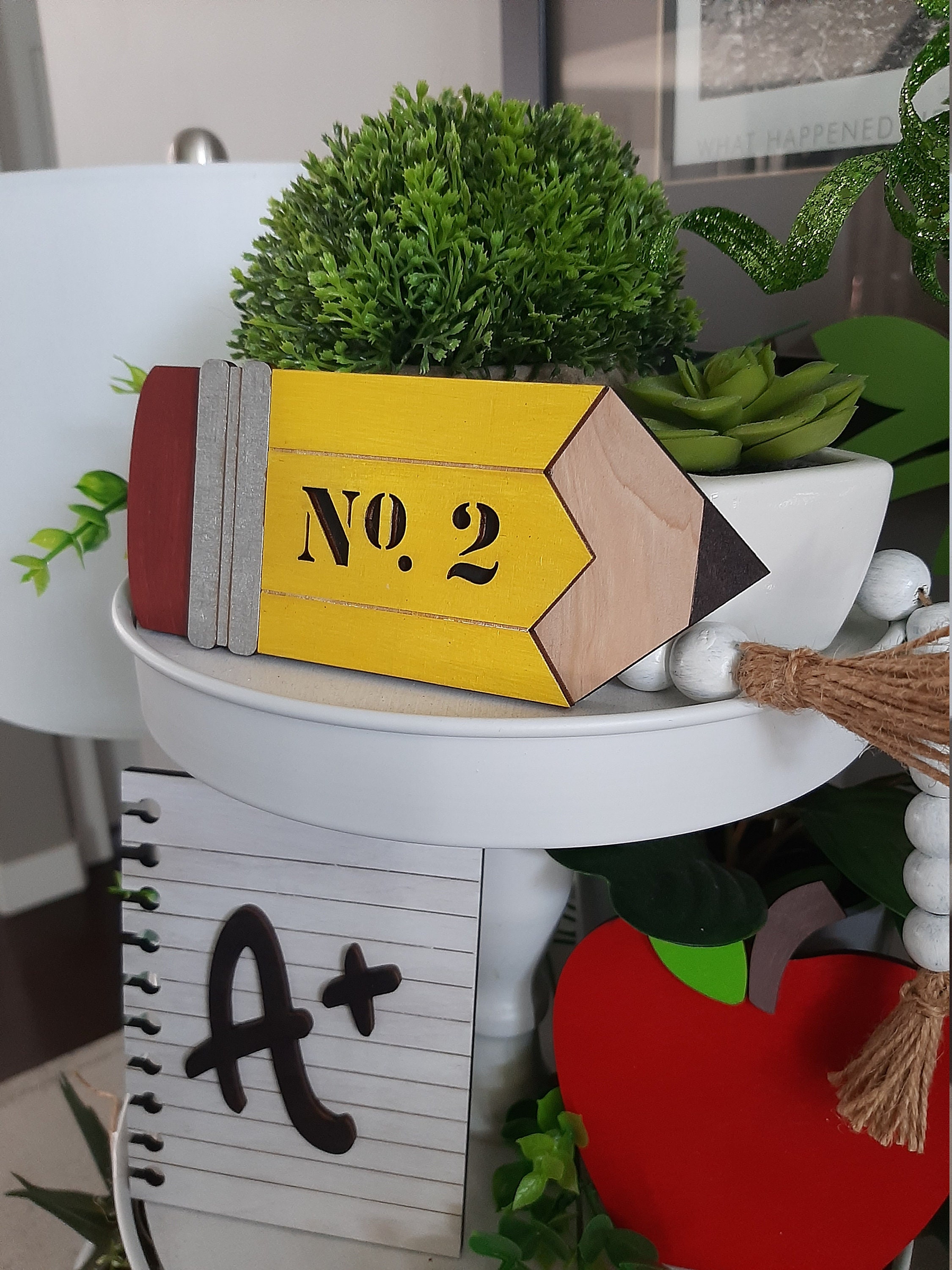 Unfinished Back to School DIY Tiered Tray Decor Kit Tier - Etsy