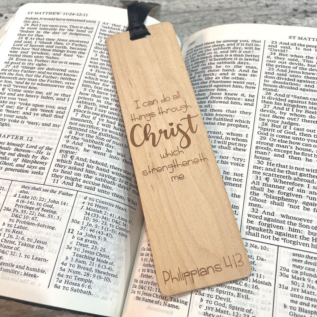 Custom Scripture Bookmark, Wood Bookmark, Personalized, Laser Engraved ...