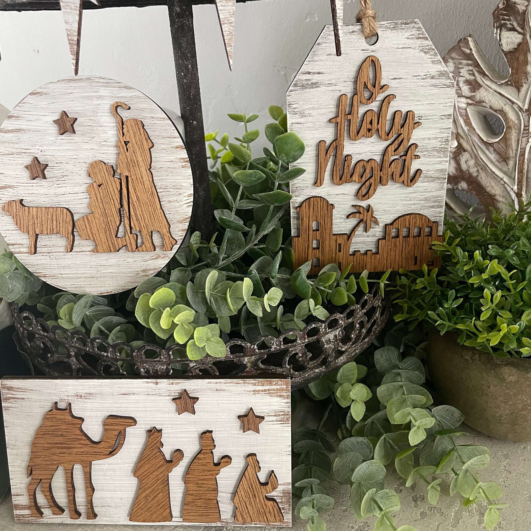 Unfinished Nativity Tiered Tray Decor Kit Tier Tray Craft - Etsy