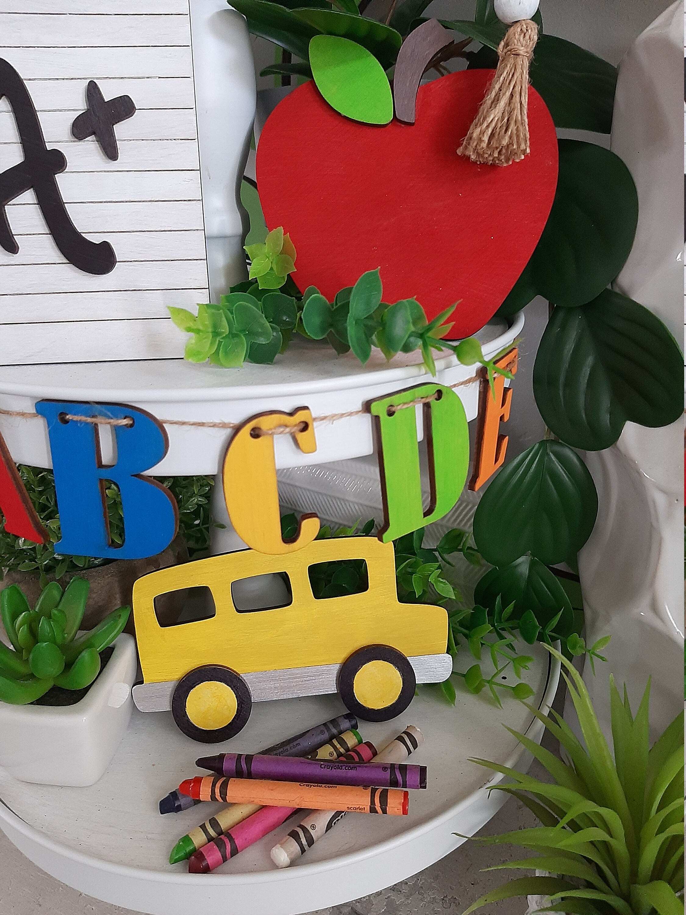 Unfinished Back to School DIY Tiered Tray Decor Kit Tier - Etsy