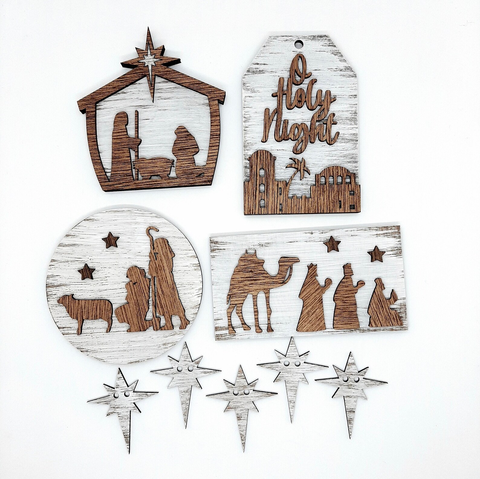 Unfinished Nativity Tiered Tray Decor Kit Tier Tray Craft - Etsy