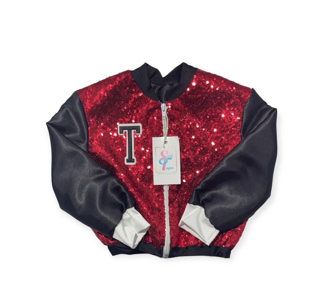 Red Sequin Varsity Jacket - Birthday Outfit - Kids Jacket - Bomber ...