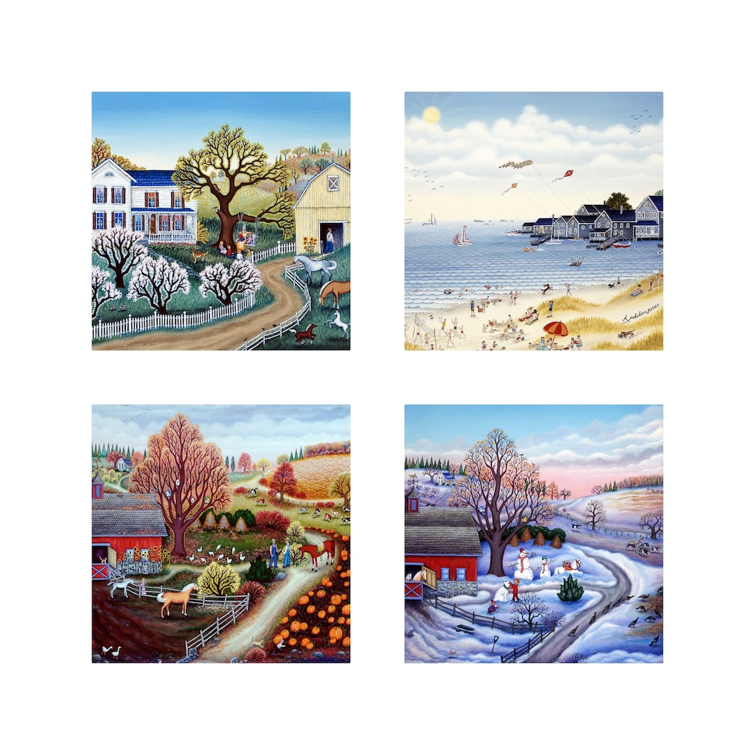 Four Seasons Small Print Set of FOUR Square Prints, Four Seasons 8x8 ...