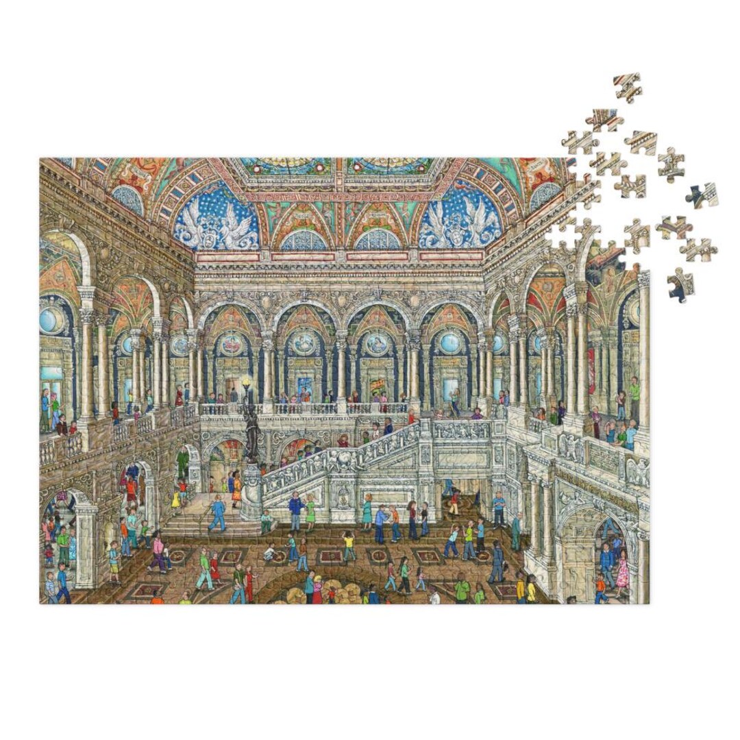 Puzzle With Tin Library of Congress Puzzle Art by Kathy Jakobsen Fun ...