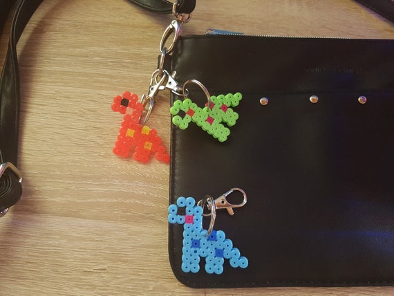 Dinosaur Perler Bead Picture Keychain small | Etsy